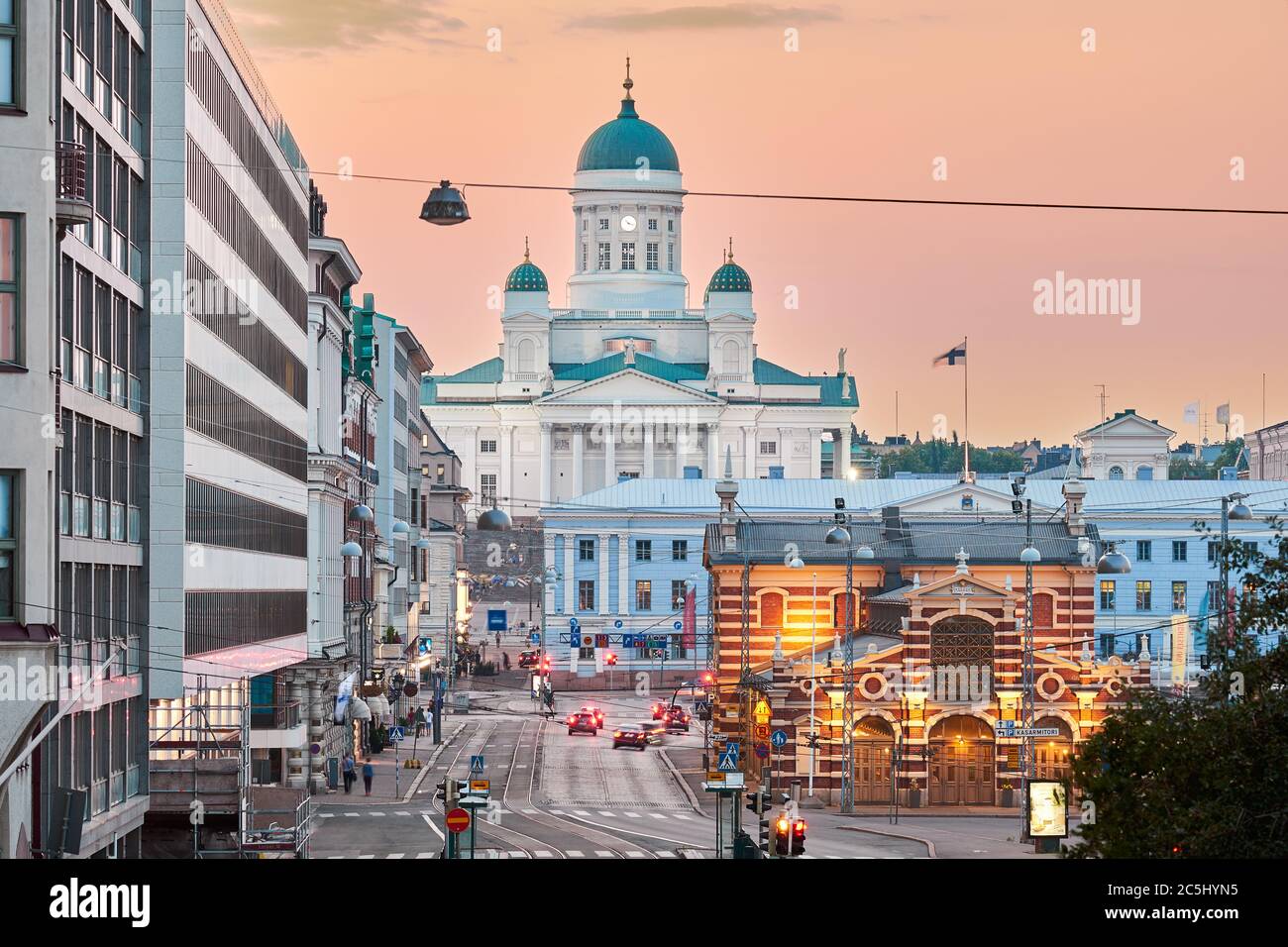 Helsinki, Finland - July 27, 2018: Helsinki Cathedral, Old City Market ...