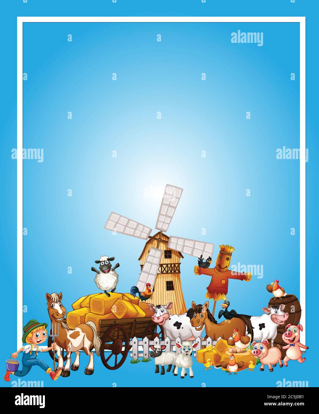 Animal farm with blank banner illustration Stock Vector Image & Art - Alamy