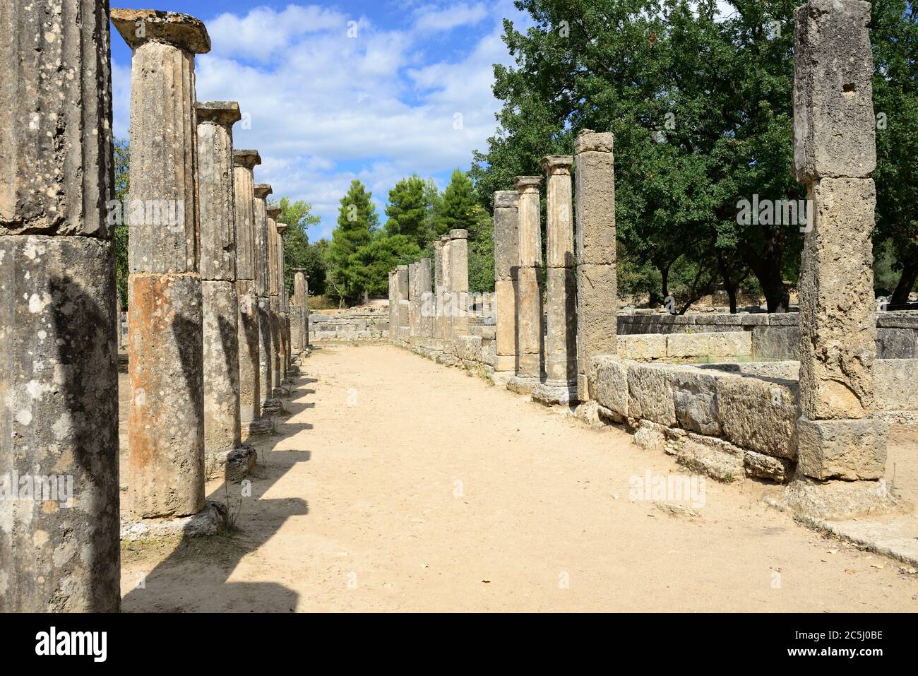 Greece Olympia, ancient ruins of the Palaestra, area in which athletes ...