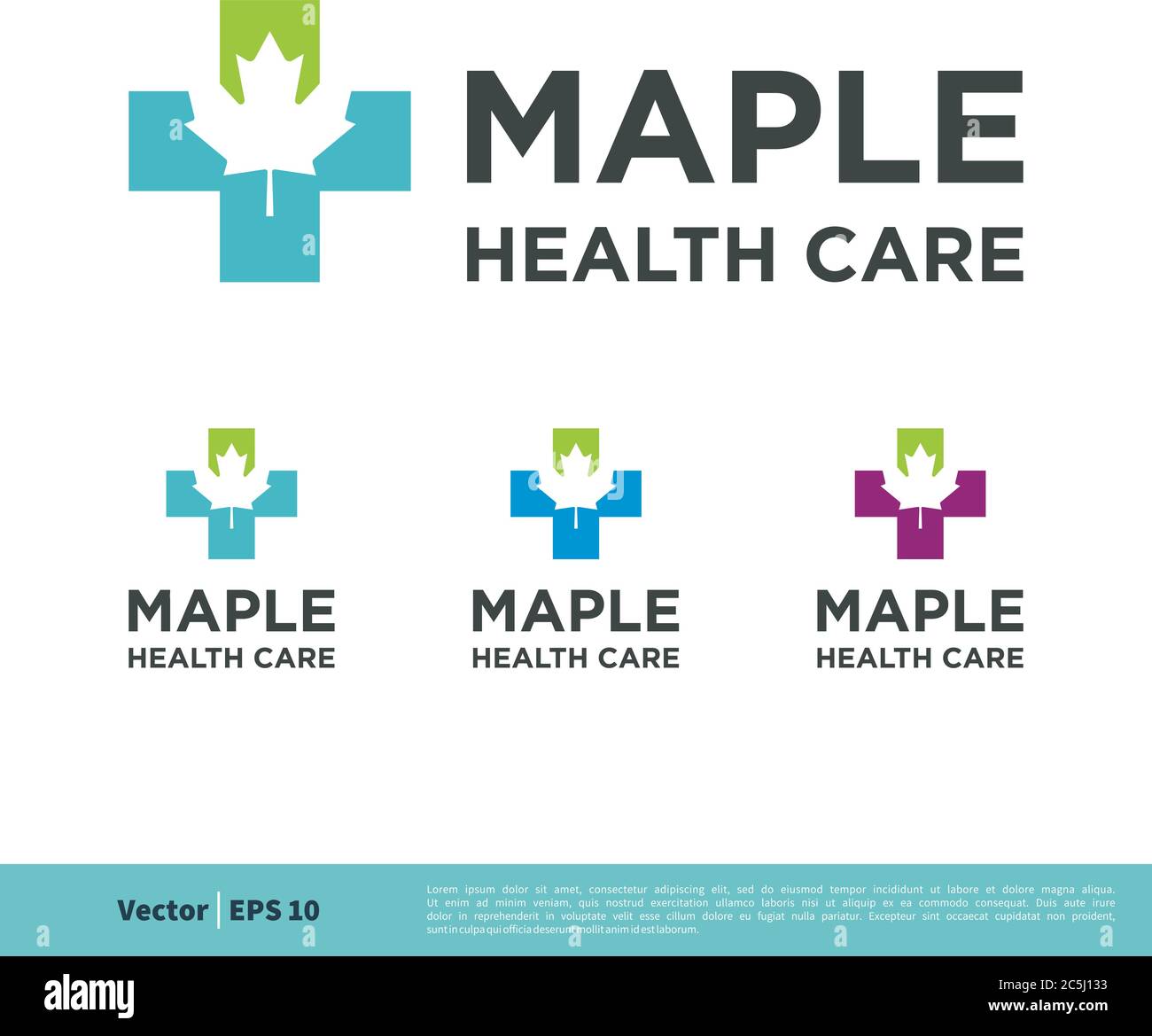 Health Care Cross Maple Leaf Icon Vector Logo Template Illustration ...