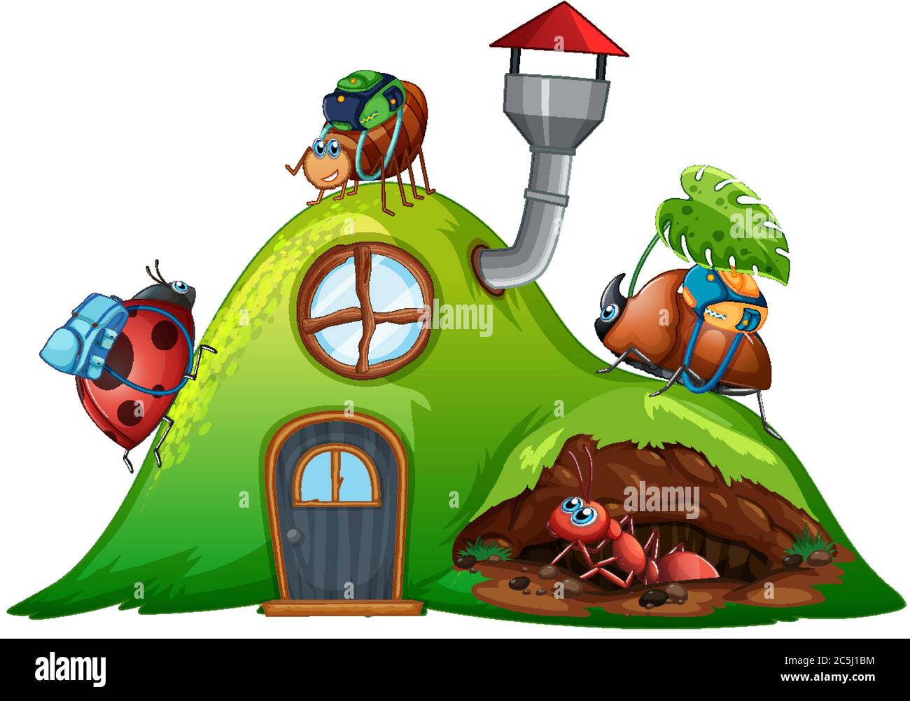 Gardening theme with insects in their home illustration Stock Vector ...