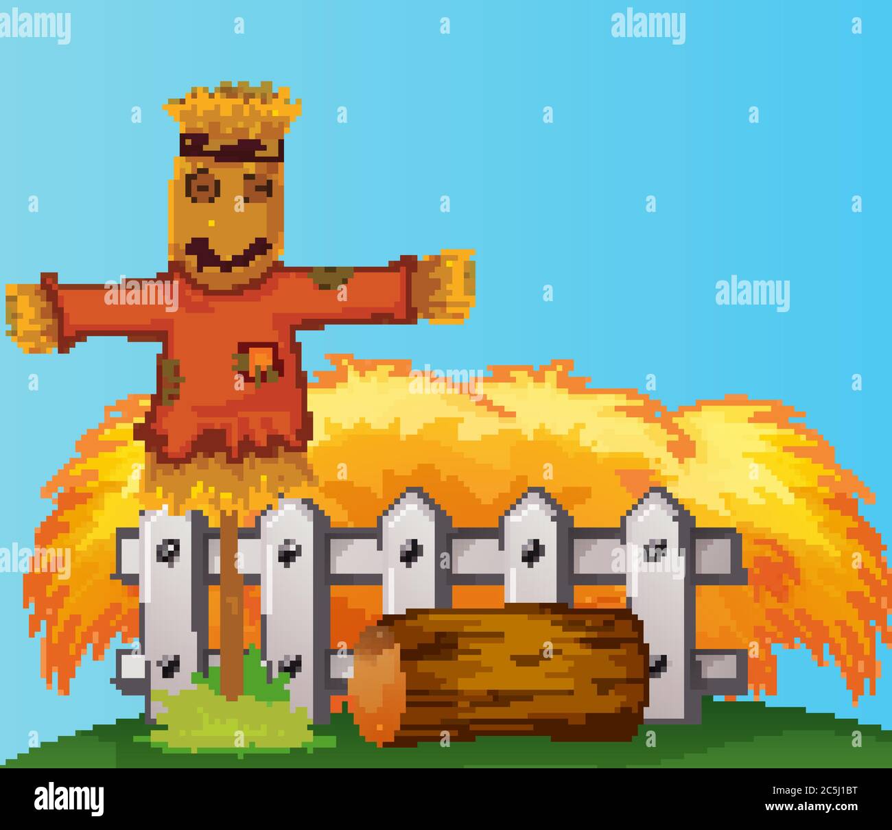 Scarecrow and straw cartoon style illustration Stock Vector Image & Art ...