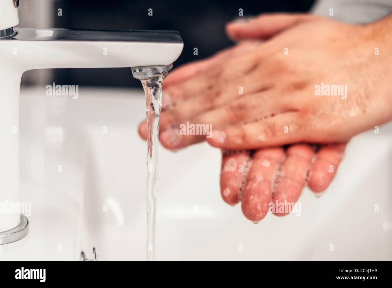 Coronavirus. Proper washing and handling of hands. Liquid antibacterial ...