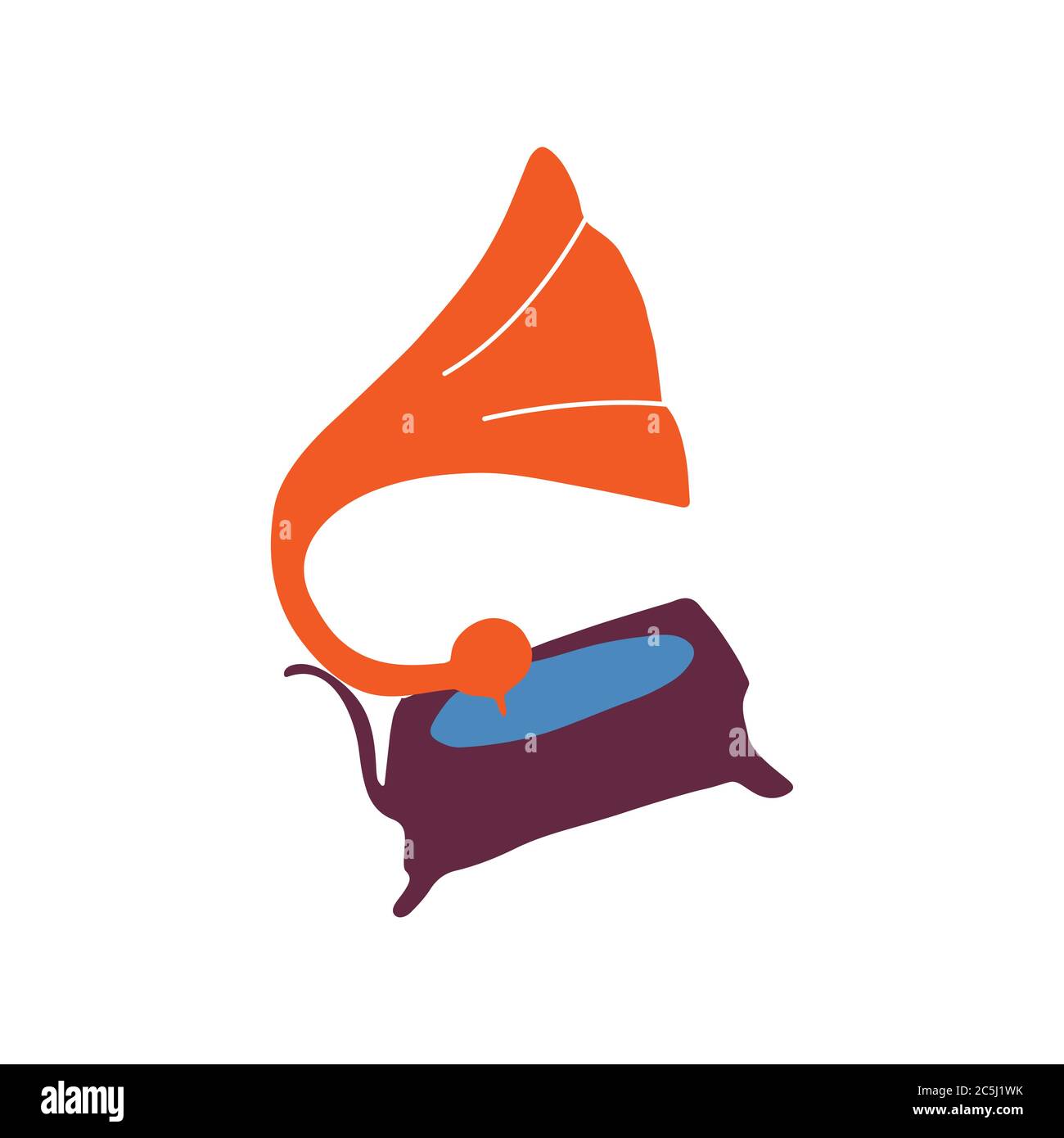 Single gramophone icon. A hand-drawn phonograph. Hand-drawn symbol ...