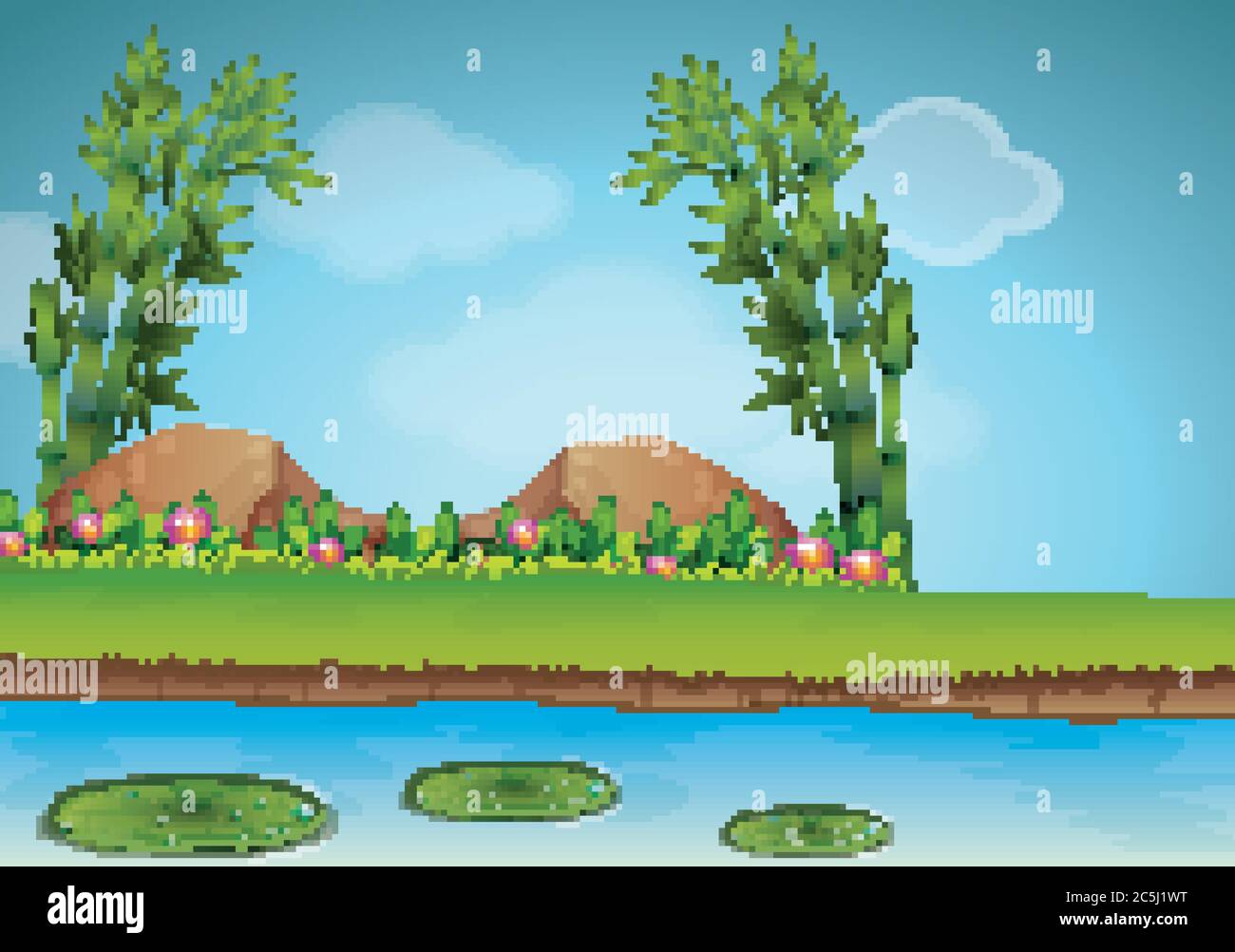 Pretty lake background Stock Vector Images - Alamy