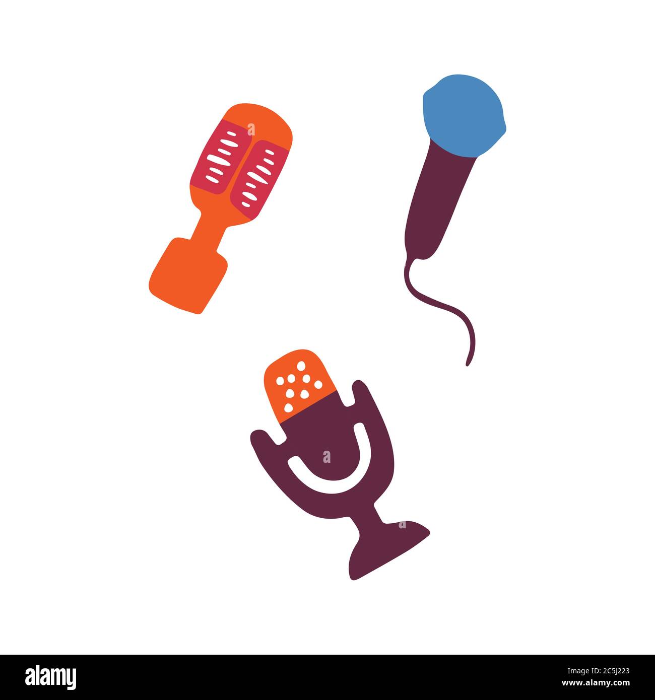 Single hand-drawn microphone icon. Musical symbol. Vector Stock Vector ...