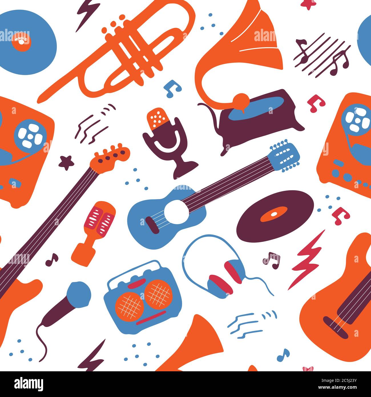 Bright seamless wallpaper. Musical texture for print and digital ...