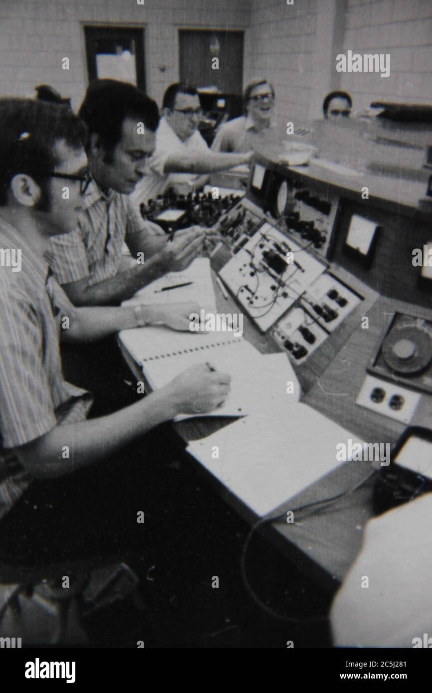 Fine 70s vintage black and white lifestyle photography of engineers ...