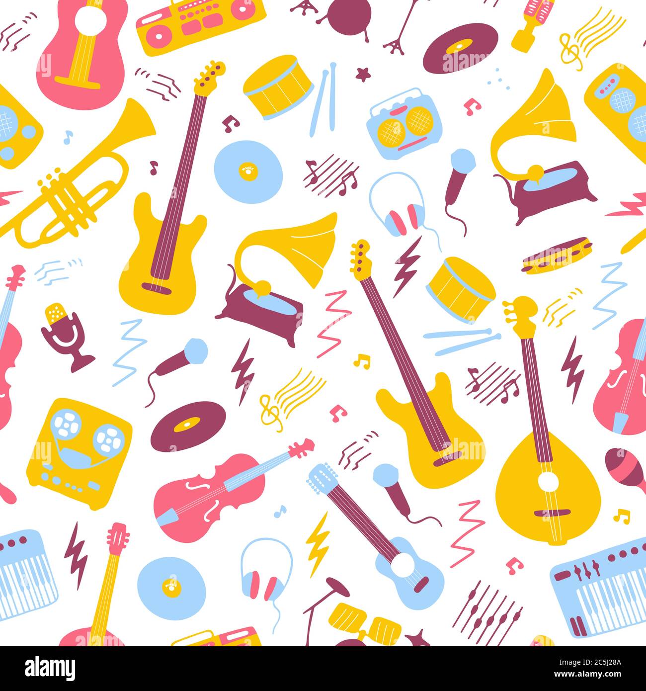 Bright seamless wallpaper. Musical texture for print and digital ...