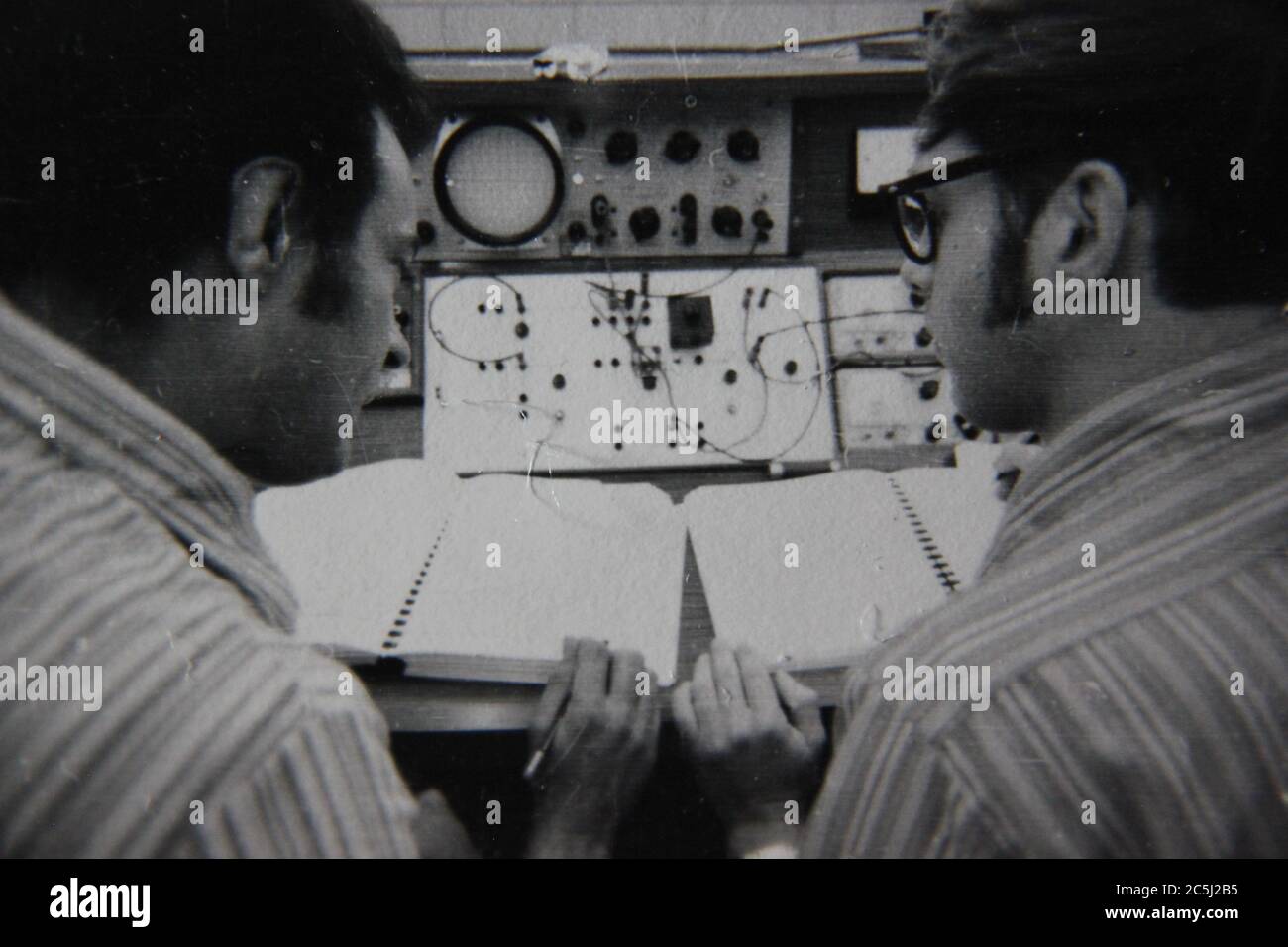 Fine 70s vintage black and white lifestyle photography of engineers ...