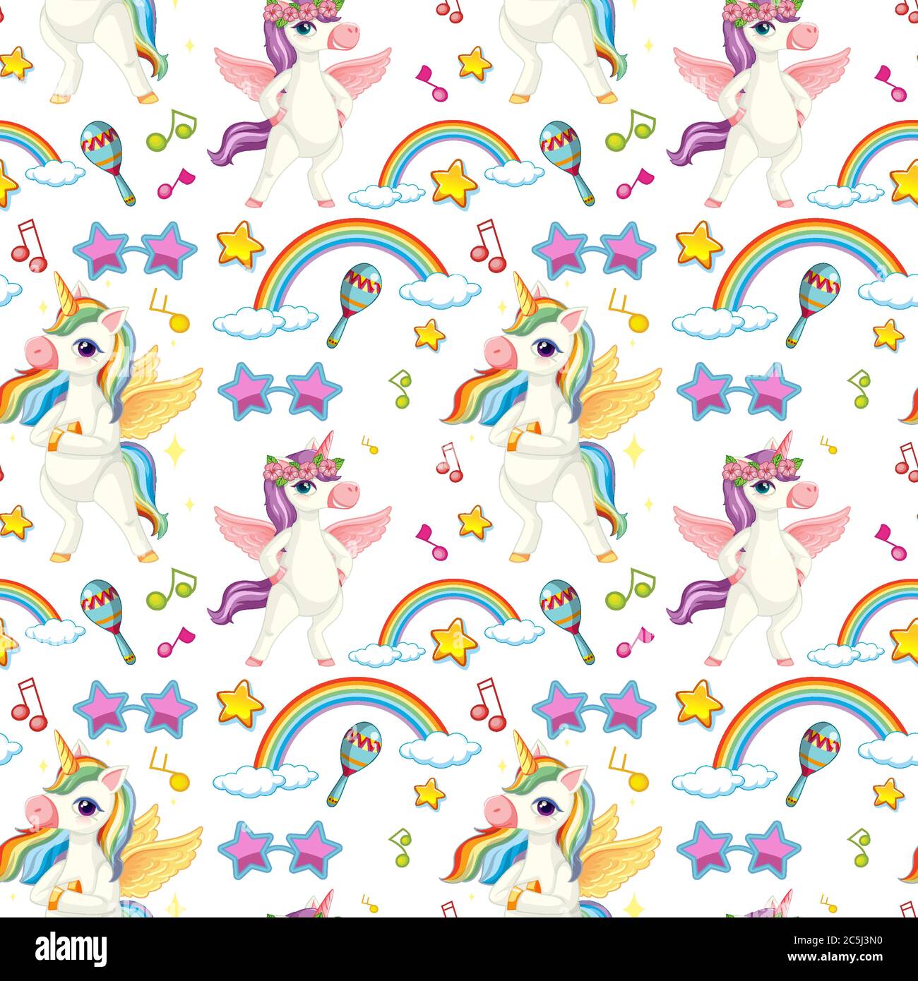 Seamless unicorn music theme illustration Stock Vector Image & Art - Alamy