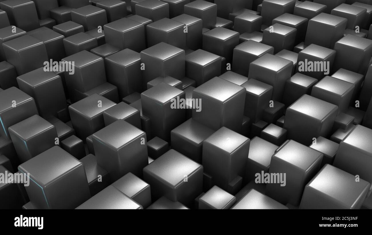 3D abstract background. Dark metallic boxes 3d illustration technology ...