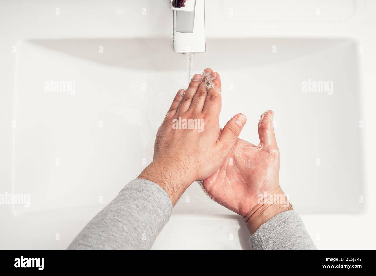 Coronavirus. Proper washing and handling of hands. Liquid antibacterial ...