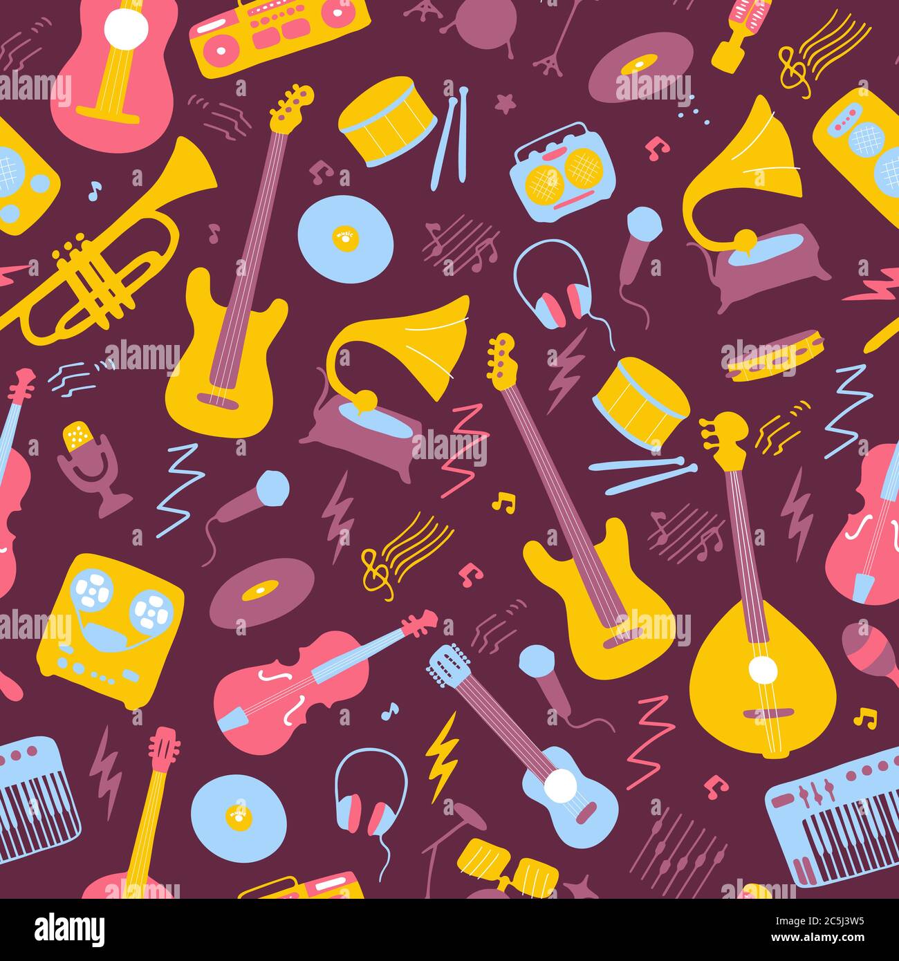 Bright seamless wallpaper. Musical texture for print and digital ...