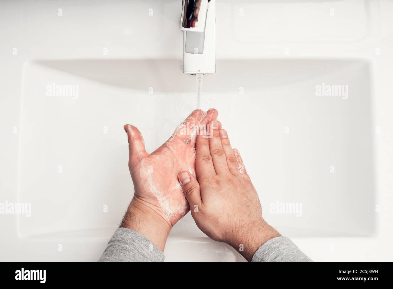 Coronavirus. Proper washing and handling of hands. Liquid antibacterial ...