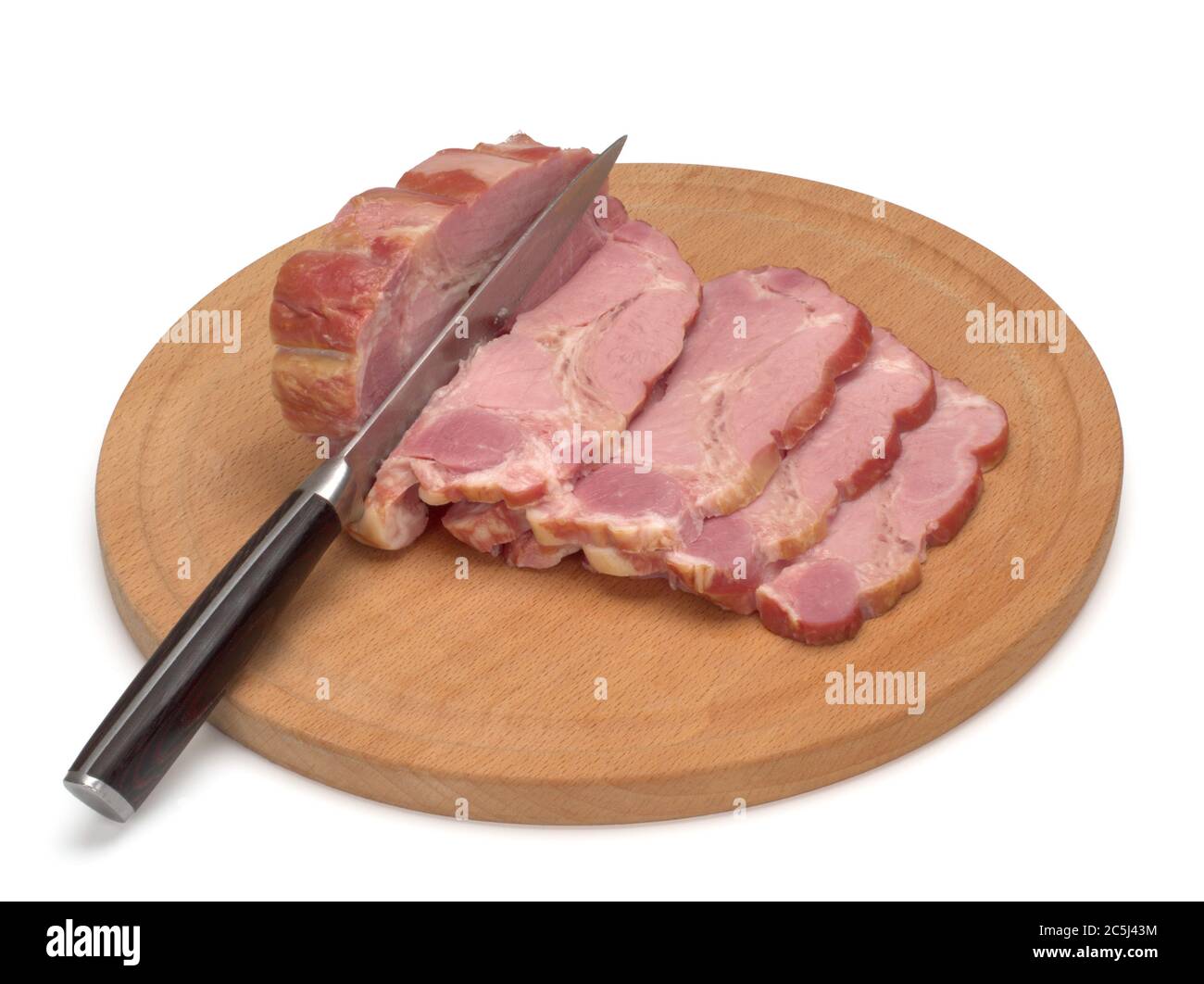 Cut meat on wooden Cut Out Stock Images & Pictures - Alamy