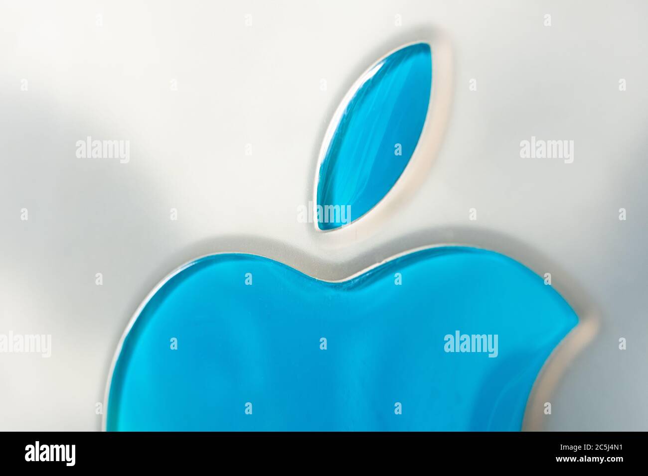 Abstract view of a well-known Computer logo seen on the side of a ...