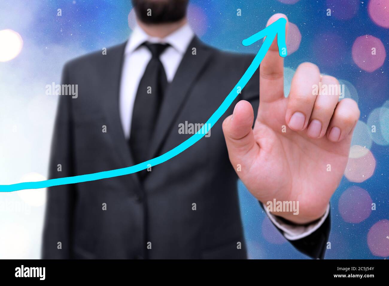 Digital Arrowhead Curve Rising Upward Denoting Growth Development ...