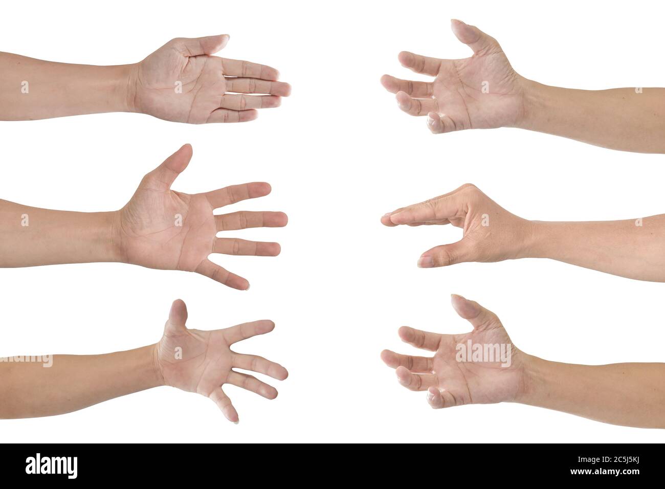 Set of man hands gestures isolated on white background, with clipping ...