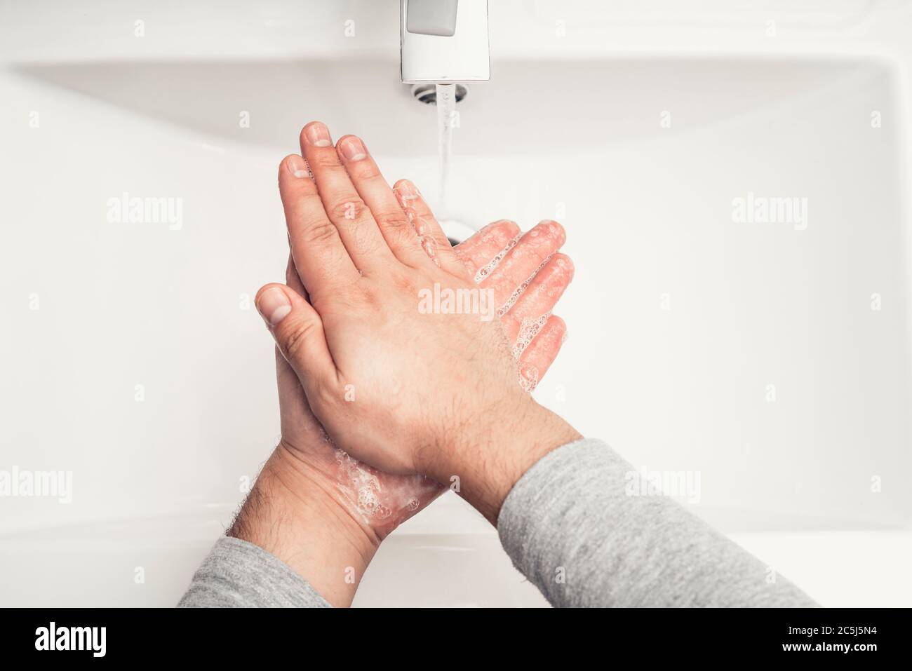 Coronavirus. Proper washing and handling of hands. Liquid antibacterial ...