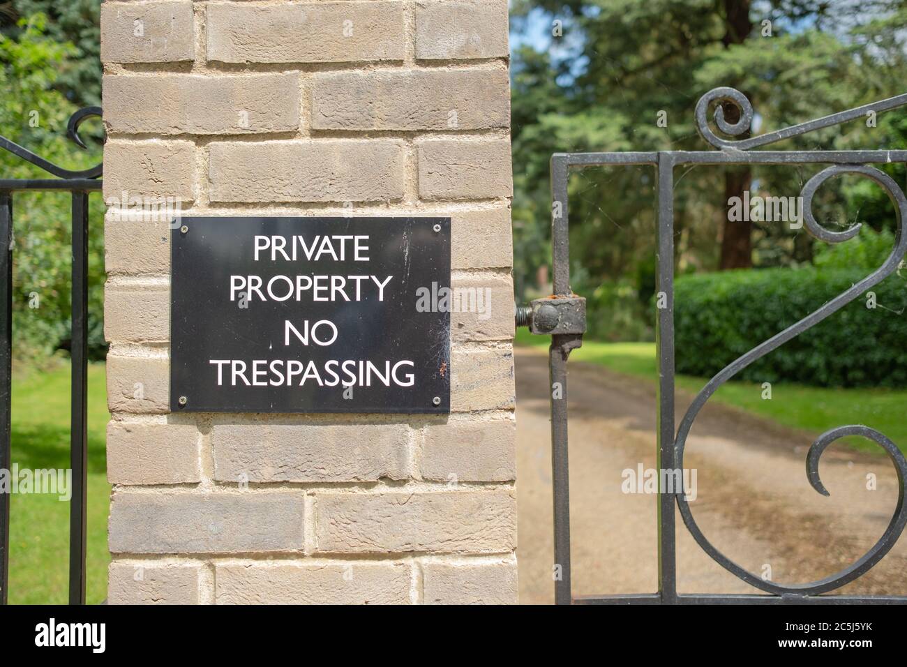 Detailed view of a large Private Property sign seen attached to the ...