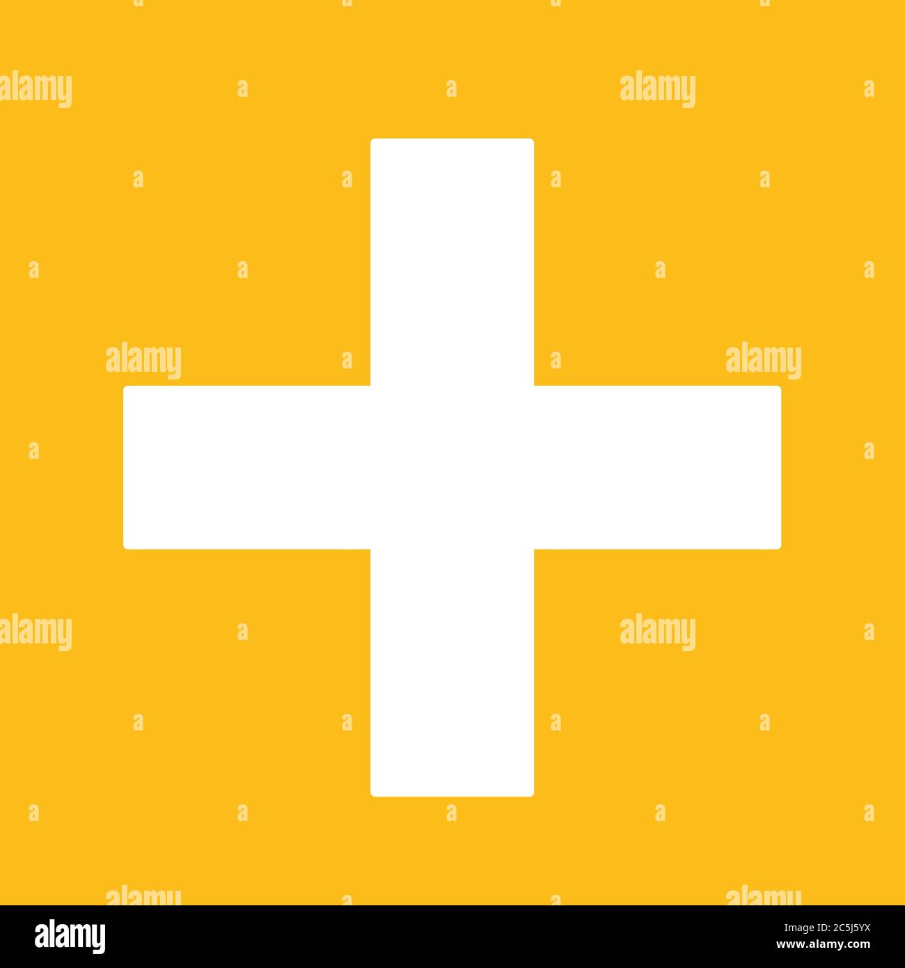 Plus icon. For websites and apps. Image on red background. Flat line ...