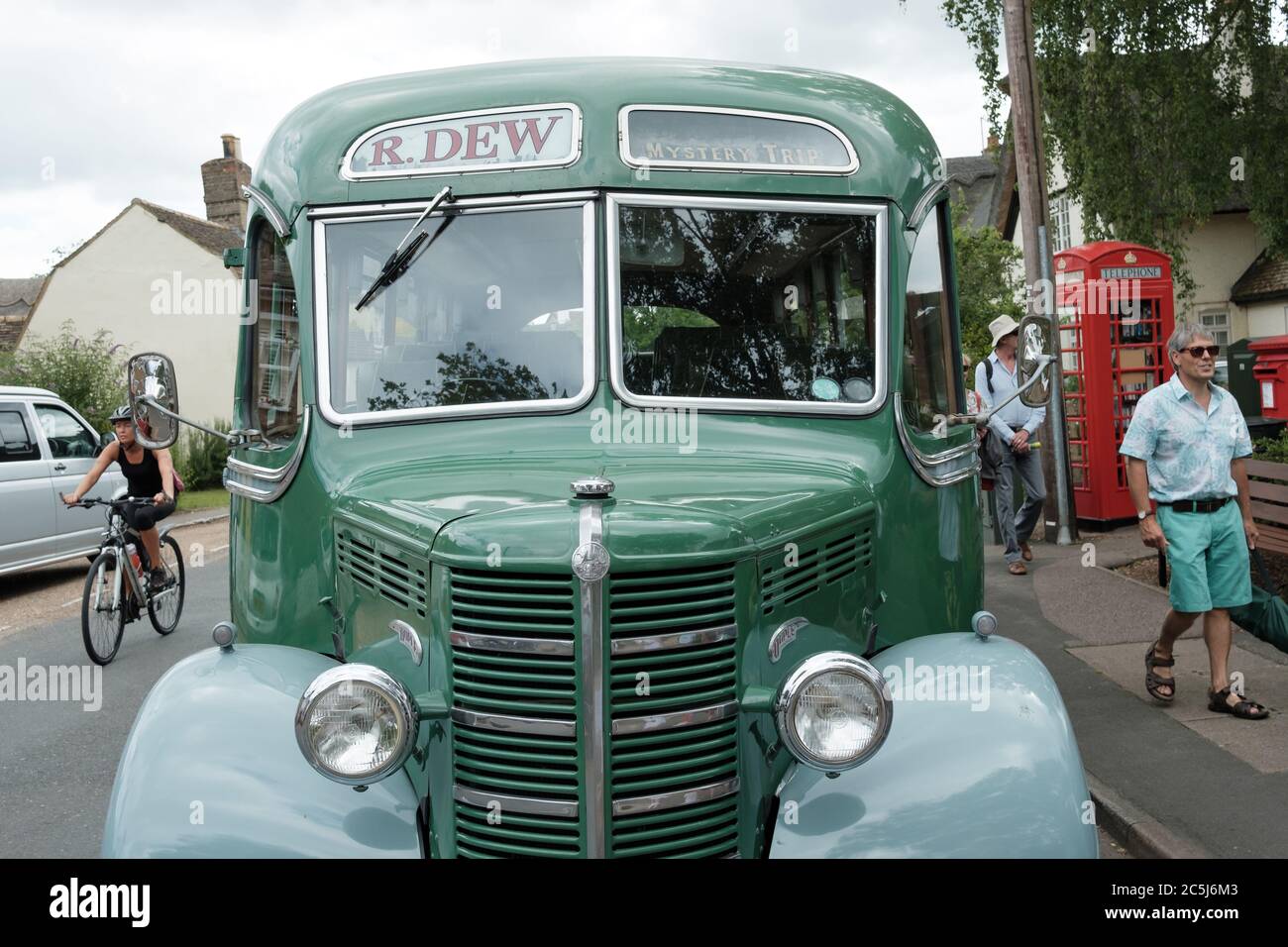 Detailed view of a 1950s style British transport bus showing details of ...