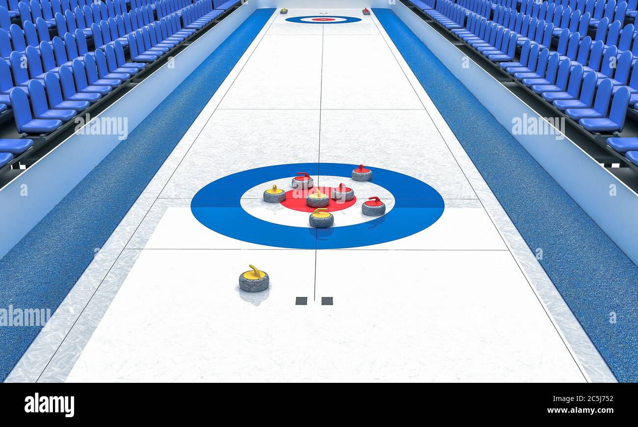 3D Render of Ice arena for playing curling Stock Photo - Alamy