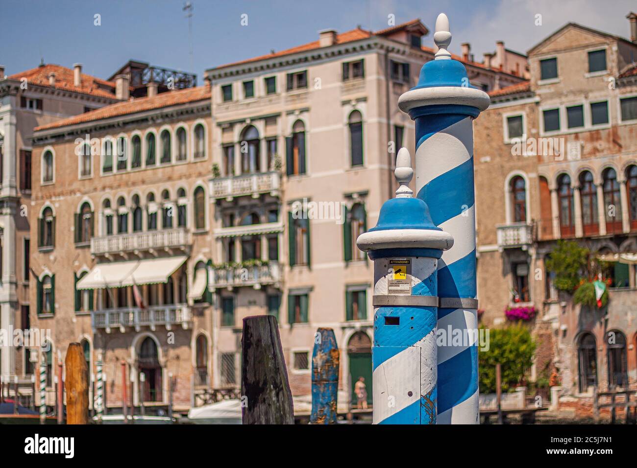 Colored pole in Venice Stock Photo - Alamy