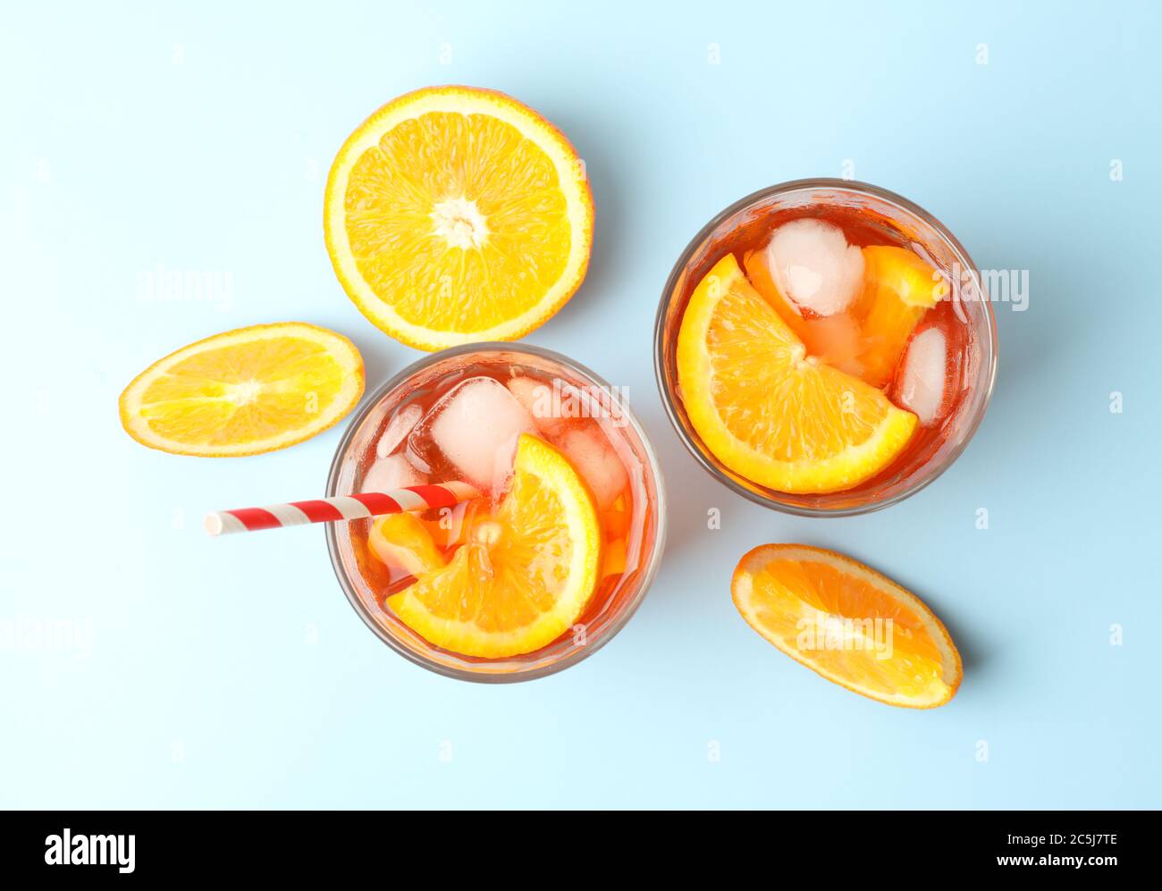 Aperol spritz cocktail on blue background. Summer cocktail Stock Photo ...