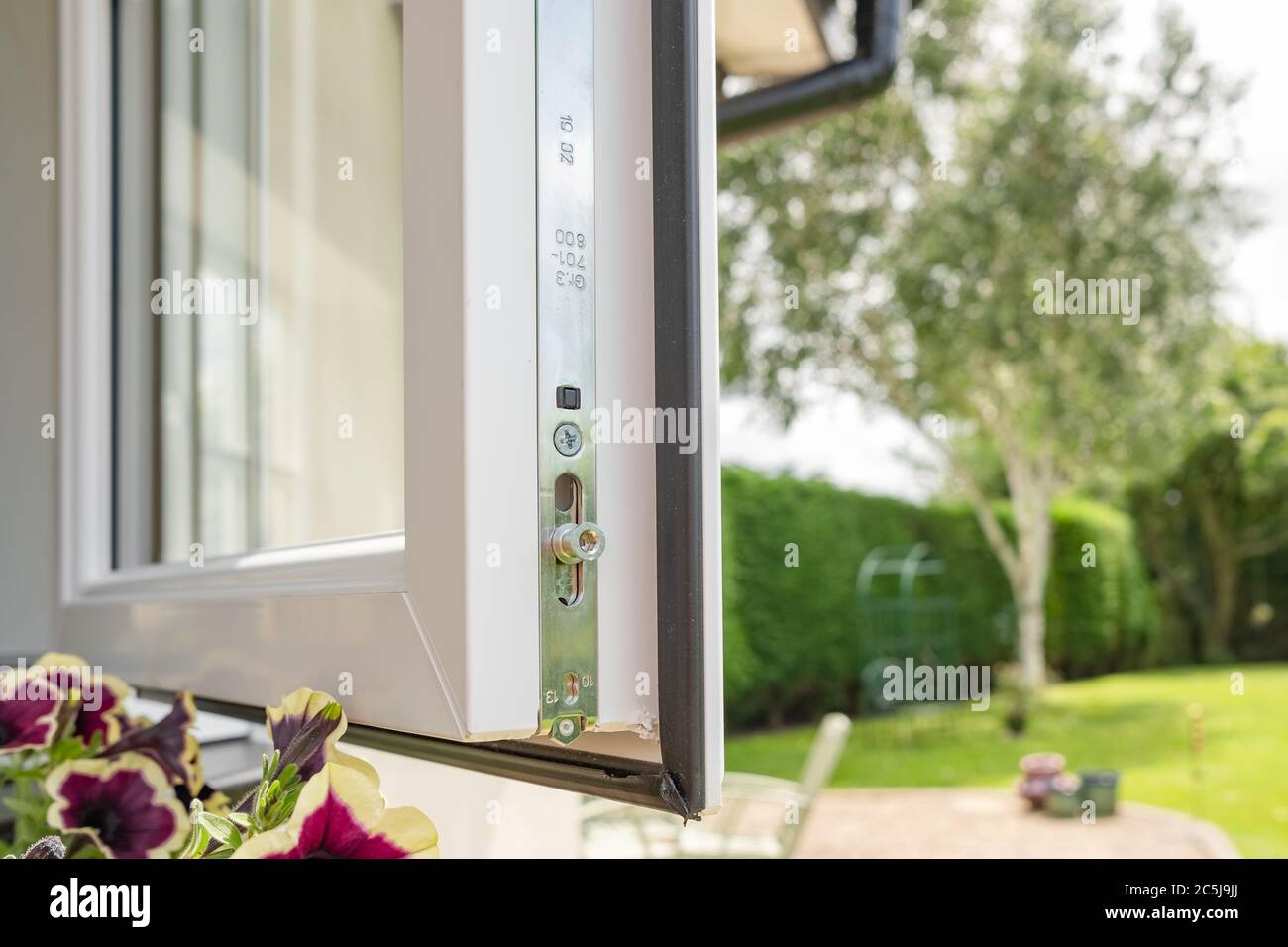 Brand new installed double glazing windows seen in a house annex ...