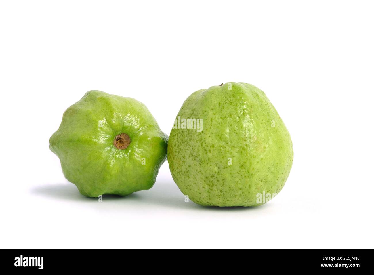 Two green crystal guava fruit isolated on white background Stock Photo ...