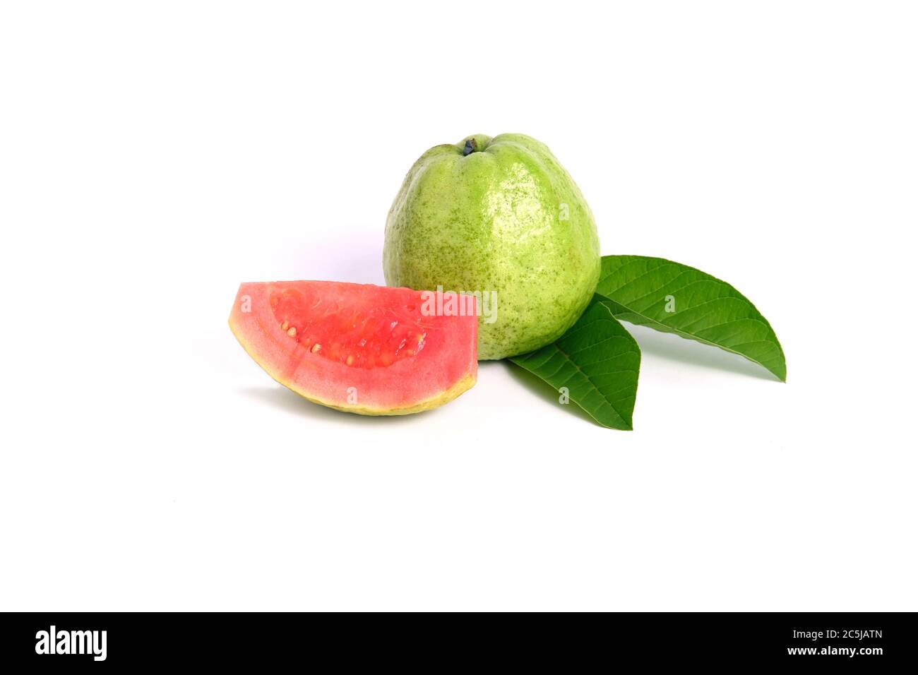 Fresh Psidium guajava / common guava / lemon guava sliced and raw fruit ...