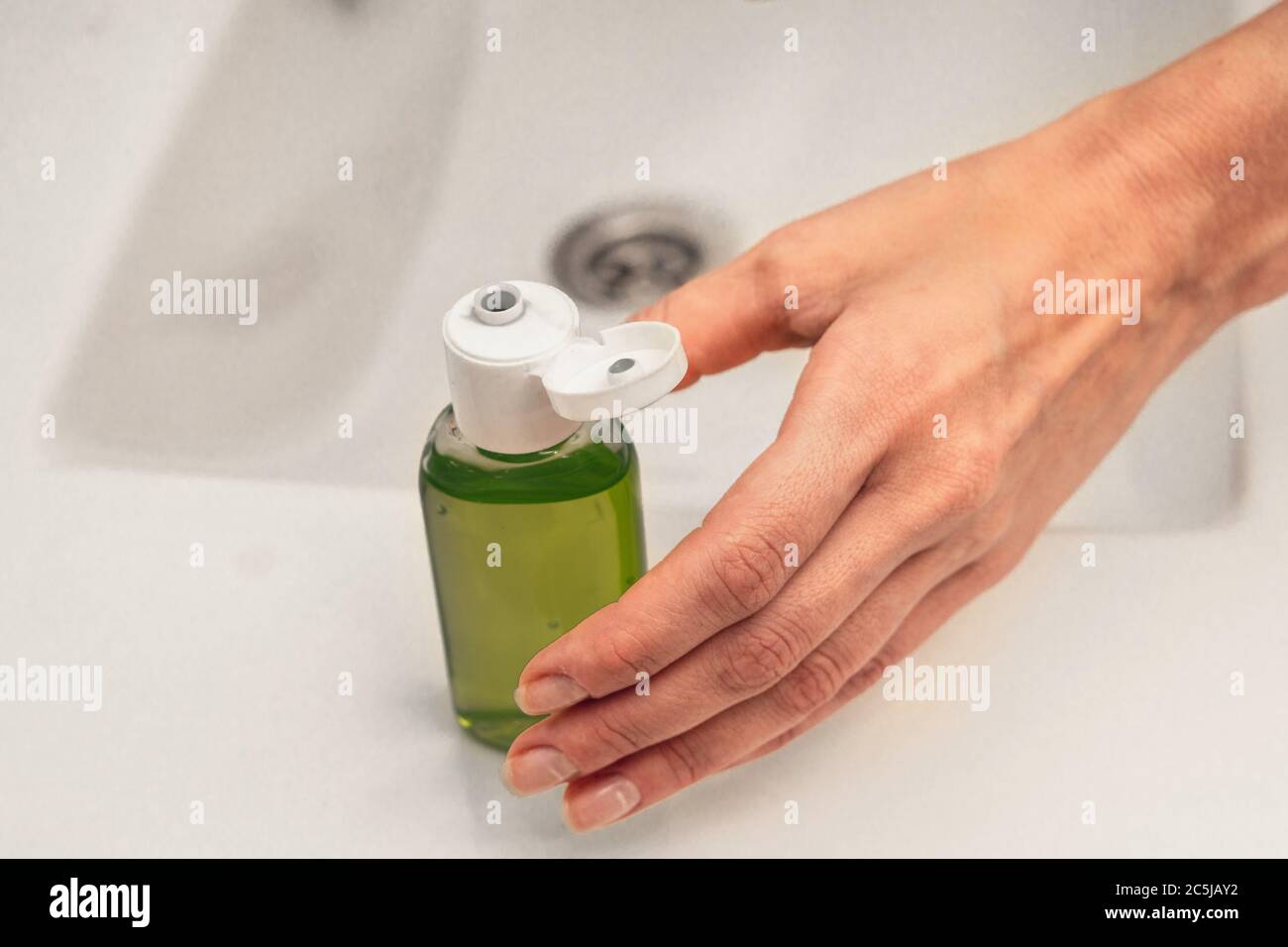 Coronavirus. Proper disinfection of hand treatment with alcohol gel ...