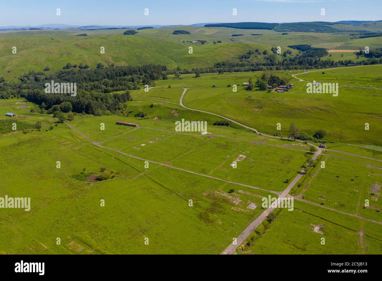 Aerial view of Stobs Camp, a former military and internment camp ...
