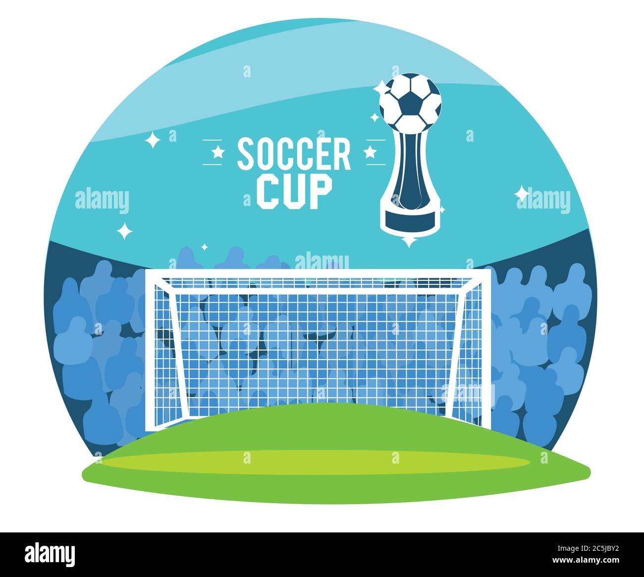 goal in stadium with public design, Soccer football sport hobby ...