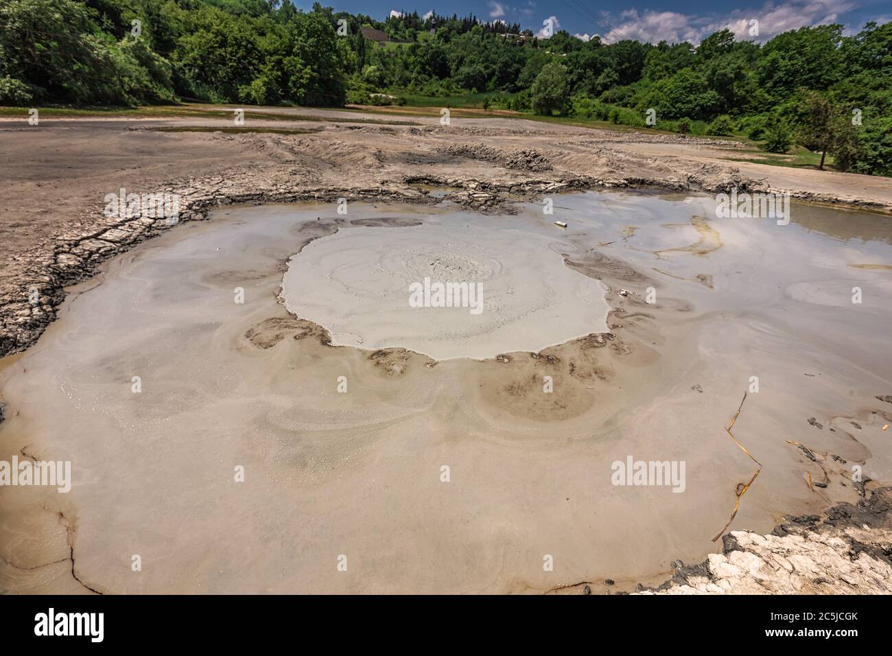 Boiling mud pool in the Gurjaani sulphur springs near Axtala park ...
