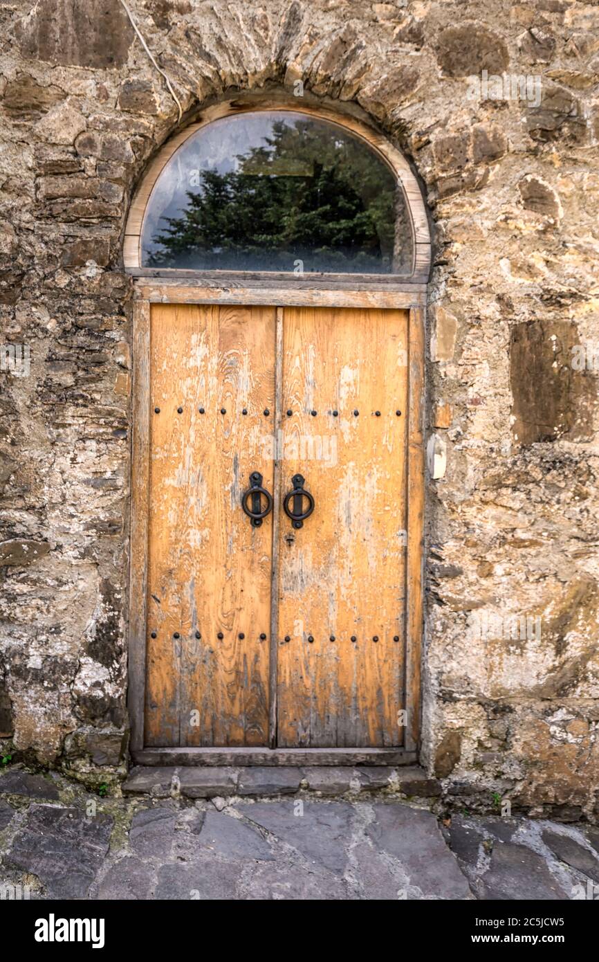 Old wooden door at ortodox monastery, Georgia Stock Photo - Alamy