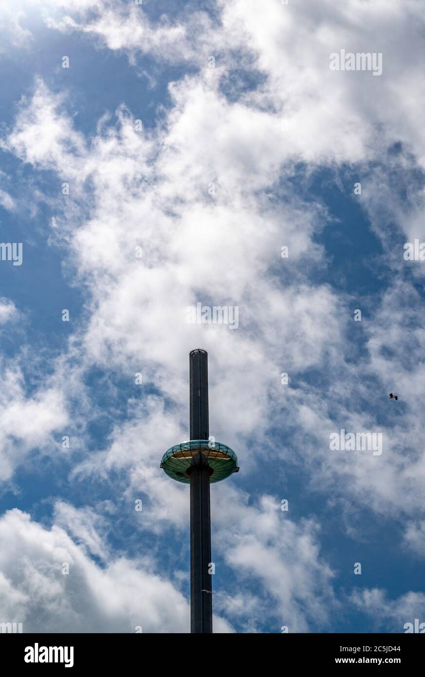 The British Airways i360 observation tower on the seafront UK . The ...