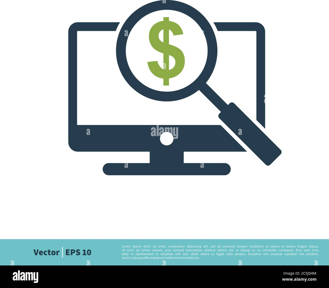 Dollar Sign Screen and Magnifying Glass Icon Vector Logo Template ...