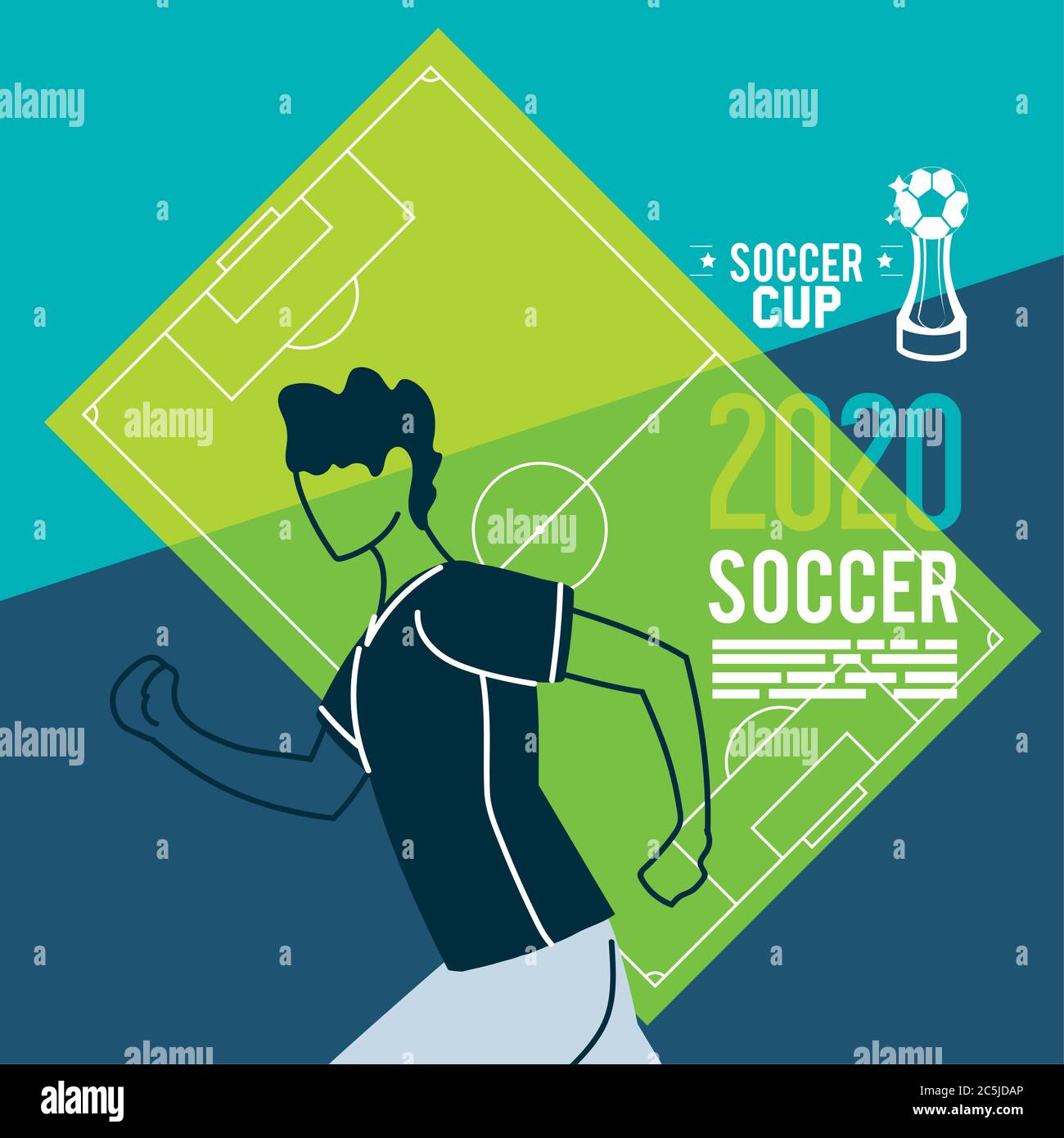 Player man in front of court design, Soccer 2020 football sport hobby ...