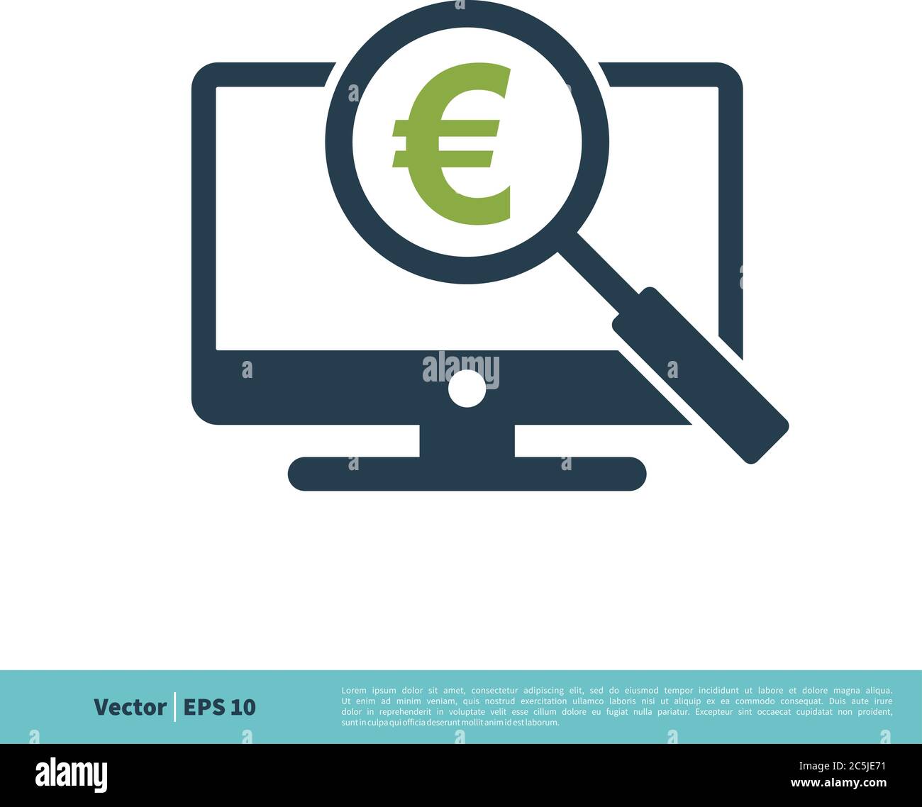 Euro Sign Screen and Magnifying Glass Icon Vector Logo Template ...