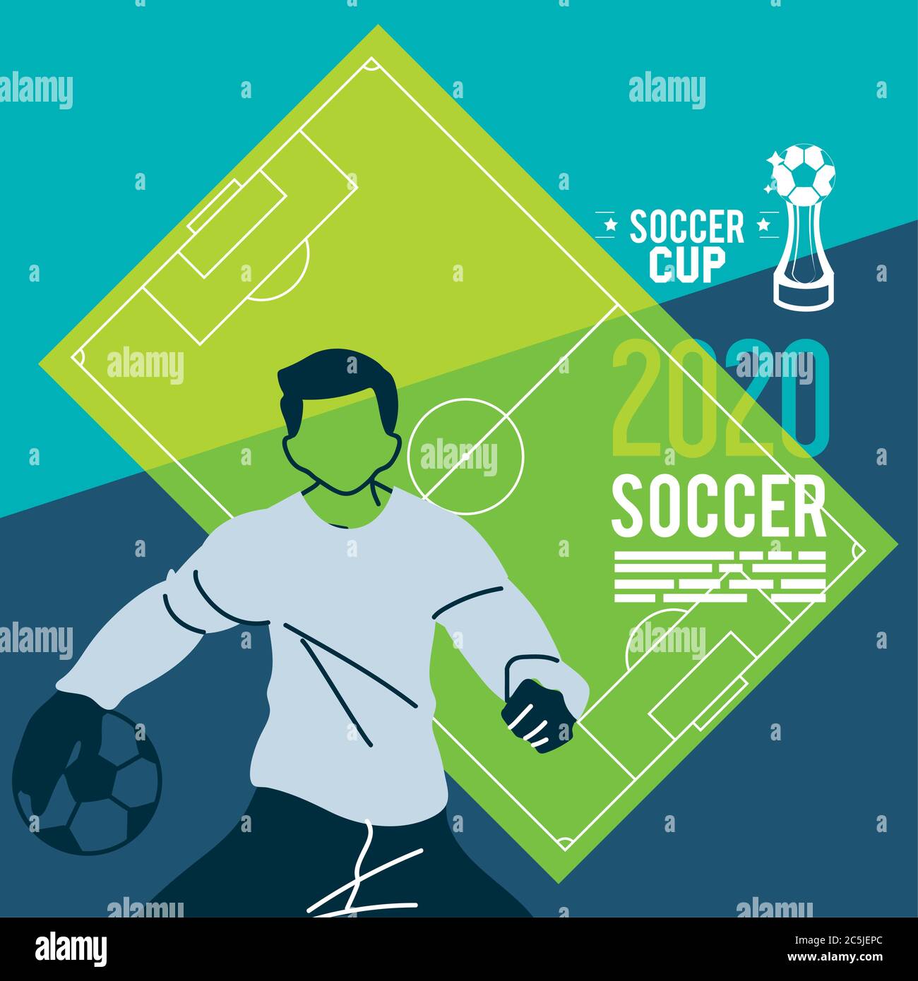 goalkeeper player man with ball in front of court design, Soccer 2020 ...