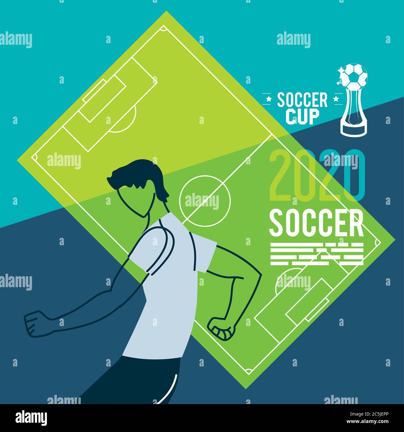 Player man in front of court design, Soccer 2020 football sport hobby ...