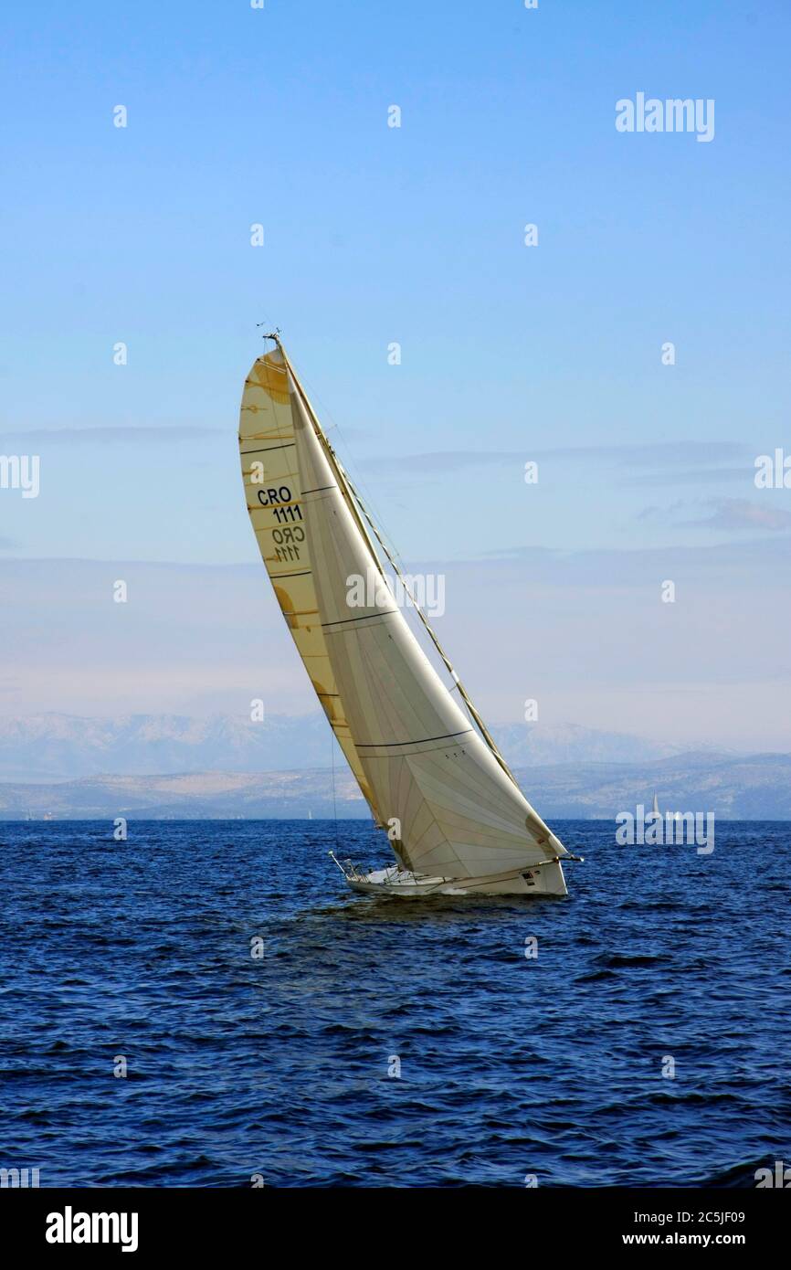 Sailboat during the regatta Split - Vis, october 2010 Stock Photo - Alamy