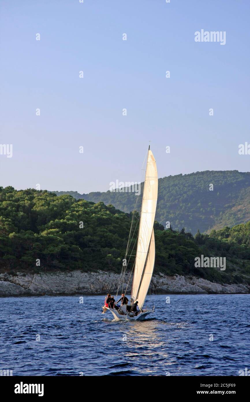 Sailboat UFO during the regatta Split - Vis, october 2010 Stock Photo ...