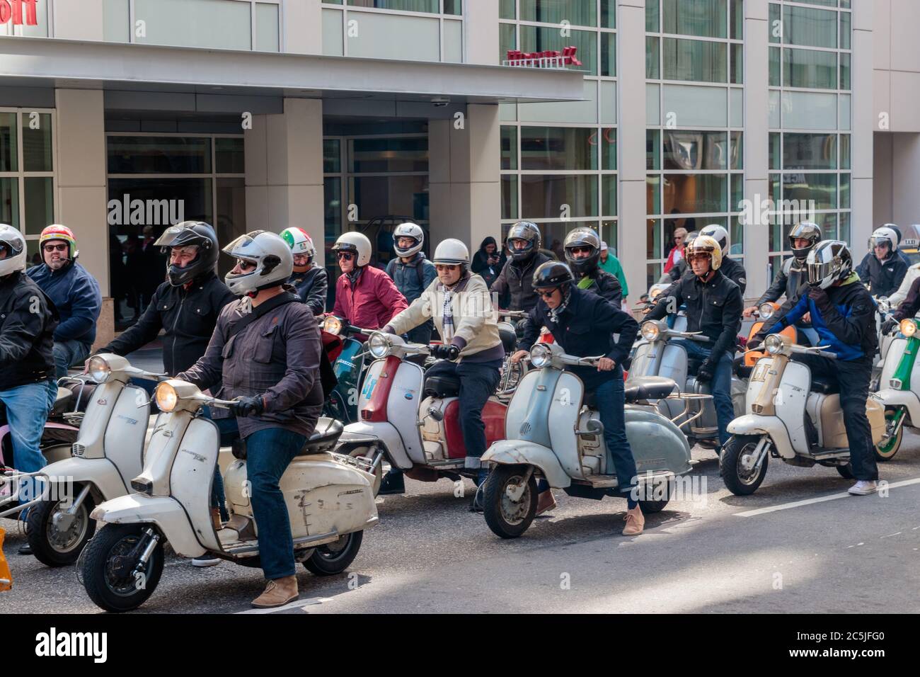 View of Lambretta motor scooter rally Stock Photo - Alamy
