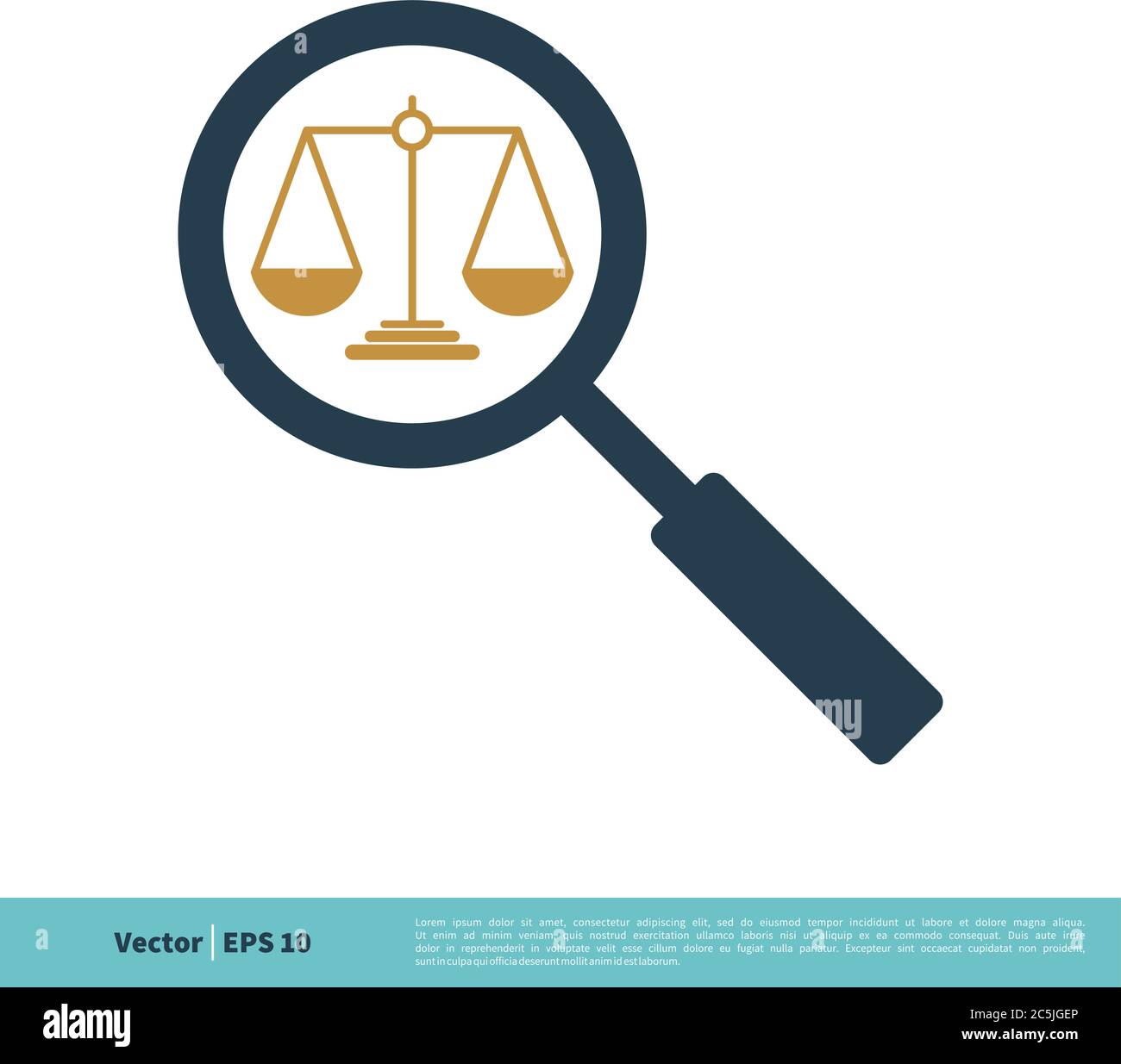 Magnifying Glass and Scale of Justice Icon Vector Logo Template ...