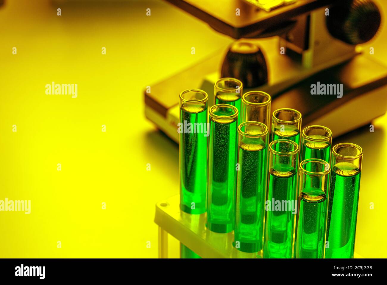 Chemical laboratory test tubes with blue liquid Stock Photo - Alamy