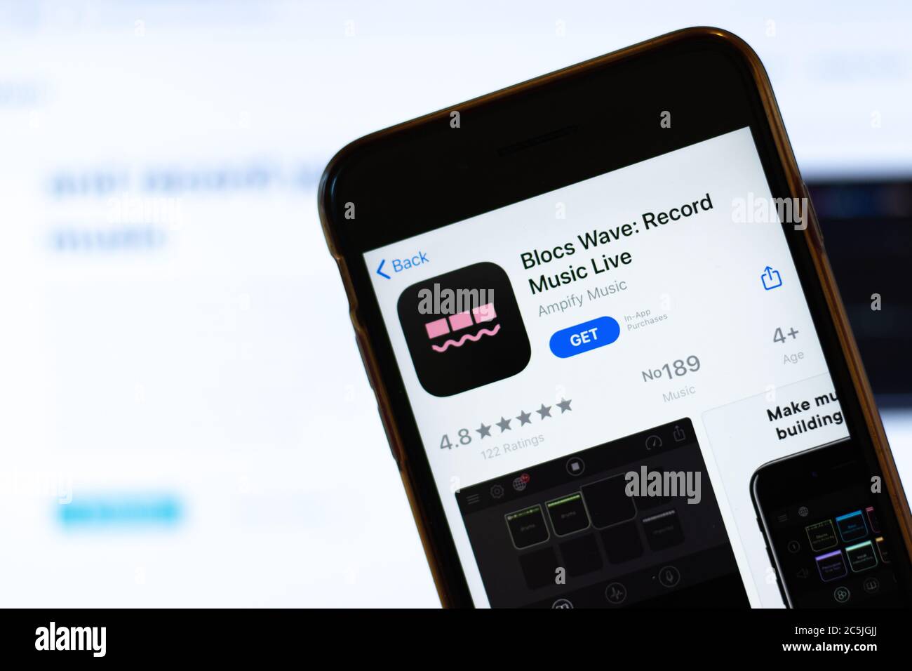 Moscow, Russia - 1 June 2020: Blocs Wave mobile app logo on phone ...